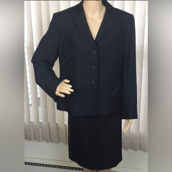 Kasper | Skirts | Vintage Kasper Black Silk Suit 2p | Poshmark